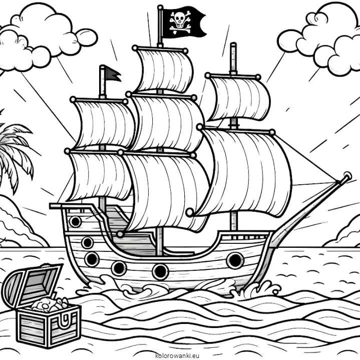 Statek piracki (kolorowanka) - Kolorowanki.eu