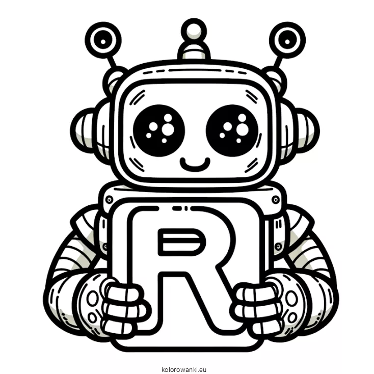 Litera R jak robot - kolorowanka - Kolorowanki.eu