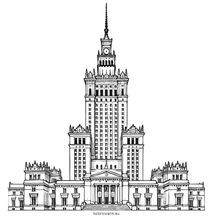 Pałac Kultury - kolorowanka - Kolorowanki.eu