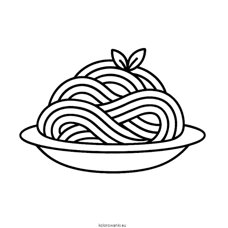 Spaghetti na talerzu (kolorowanka) - Kolorowanki.eu